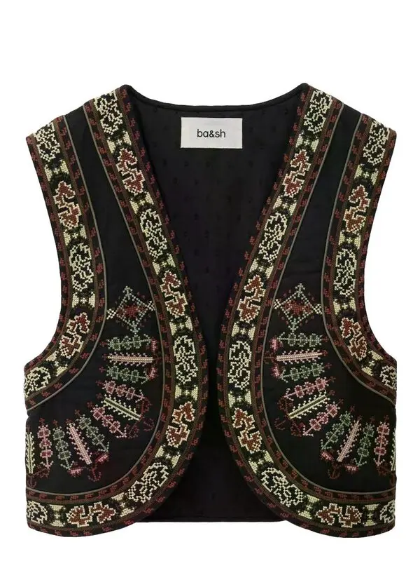 Ba&sh Embroidered Vest - Black