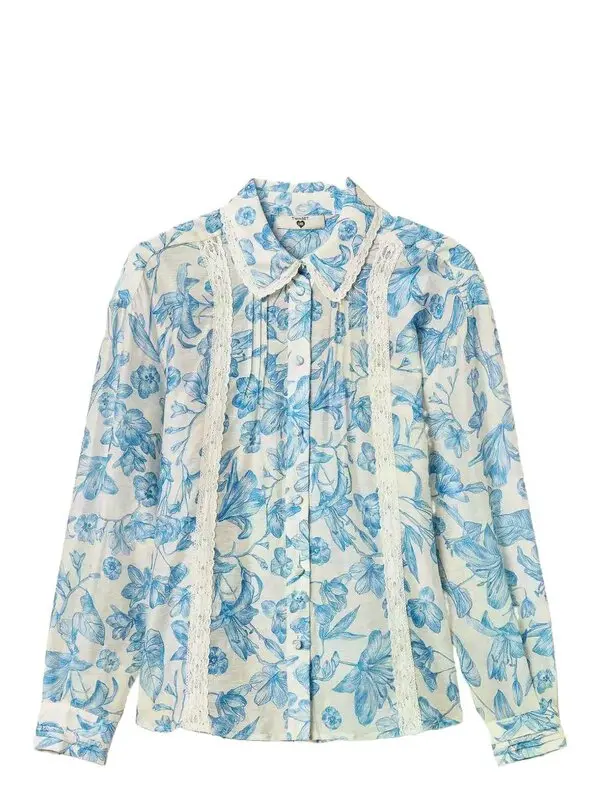 TWINSET Floral-pattern Laced Shirt - Blue