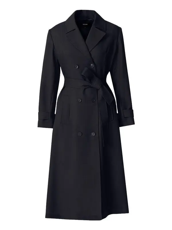 Mackage Lorna Wool Gabardine Maxi Trench Coat - Navy