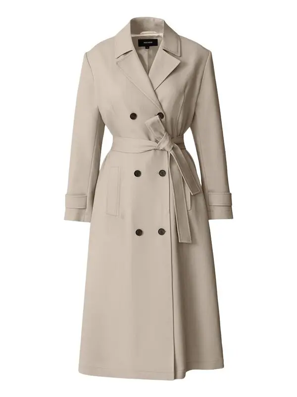 Mackage Lorna Wool Gabardine Maxi Trench Coat - Taupe