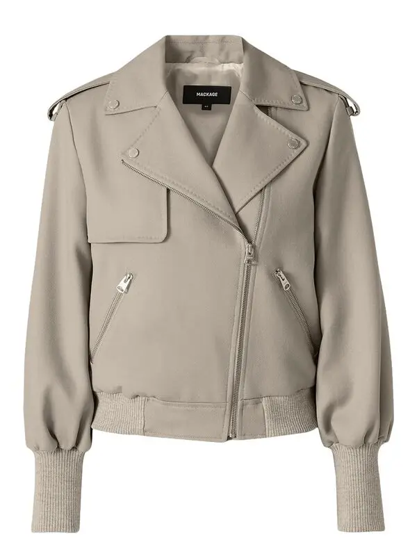 Mackage Wool Gabardine Moto Jacket - Taupe