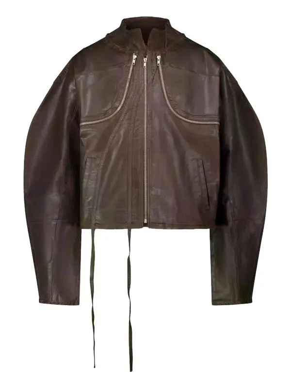 Ottolinger Zip Glazed Denim Jacket - Brown