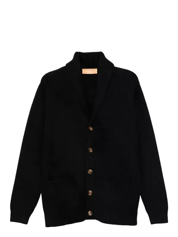 LIVTHELABEL Buttoned Shawl-collar Cardigan - Black