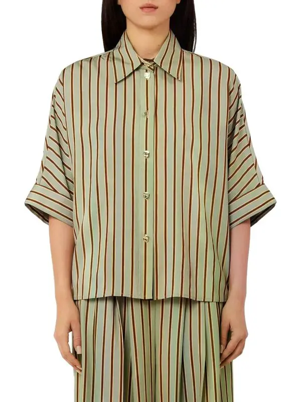 Liu Jo Striped Button Blouse - Green