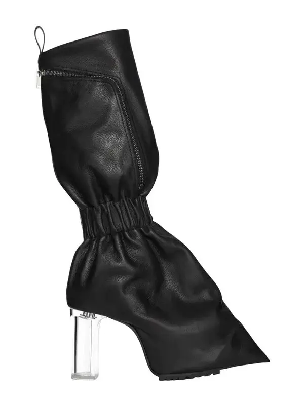 Rick Owens Taquito Gathered Leather Ankle Boots - Black