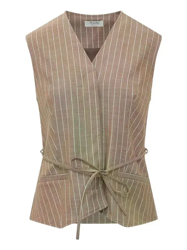 LE SULLY STUDIO Striped Tie-waist Vest - Neutrals