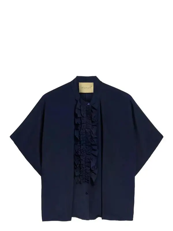 Momoni Berenice Ruffled Kimono-sleeves Shirt - Blue