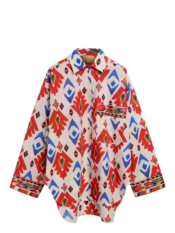 Momoni Printed Chest-pocket Shirt - Red