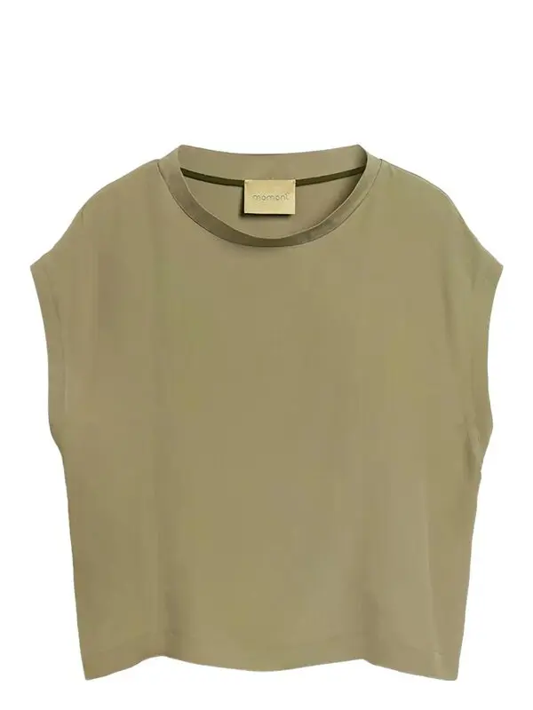 Momoni Boat-neck Sleeveless Blouse - Green