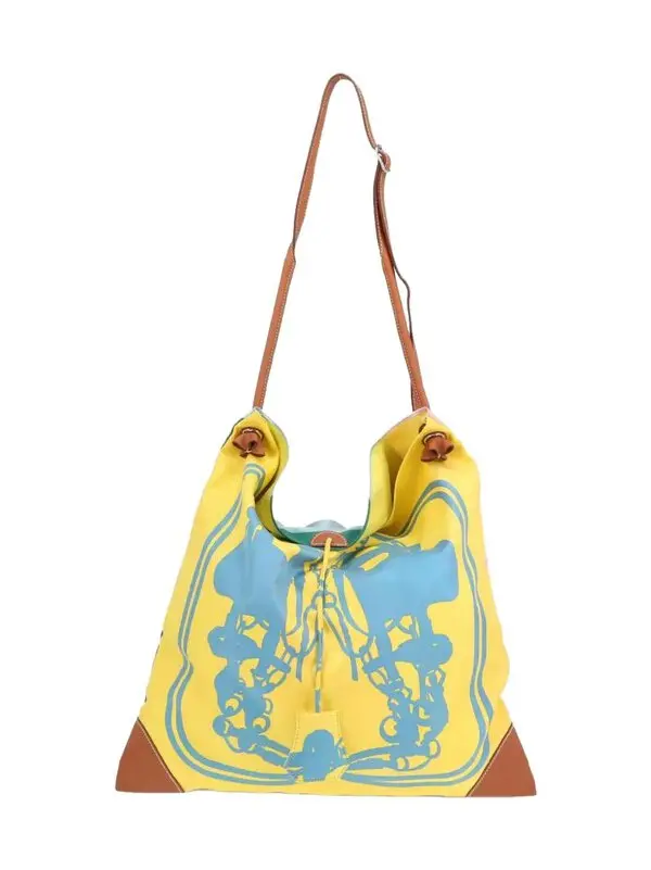 Hermès 2019 Silk City Printed Silk And Barenia Leather Shoulder Bag - Yellow