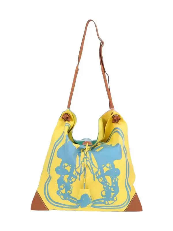 Hermès 2019 Silk City Printed Silk And Barenia Leather Shoulder Bag - Yellow