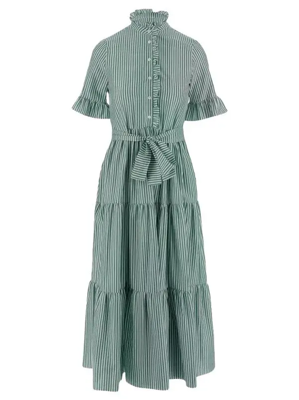 F.IT Striped-pattern Dress - Green