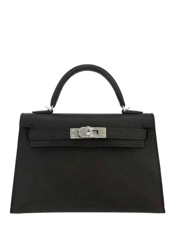 Hermès Kelly Leather Top Handle Handbag - Black