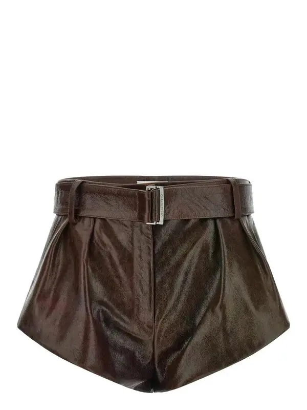 Magda Butrym Belted Leather Shorts - Brown