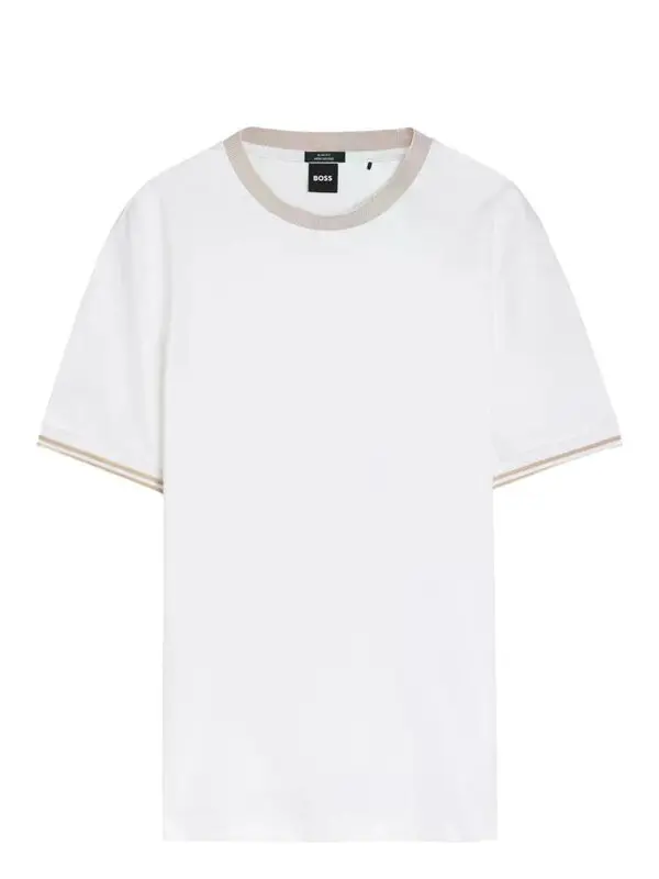 BOSS Ribbed Trim T-shirt - White