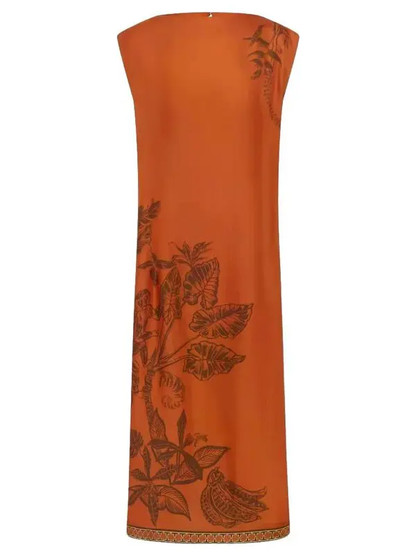 ALEMAIS Floral-print Midi Dress - Orange