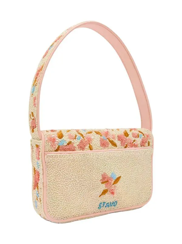 Staud Tommy Beaded Floral Shoulder Bag - Neutrals