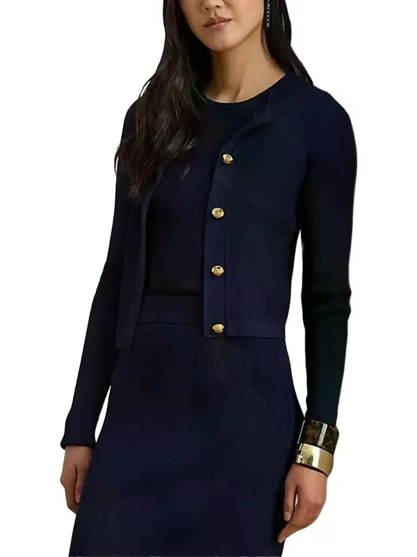 Ralph Lauren Buttoned Ribbed Cardigan - Blue