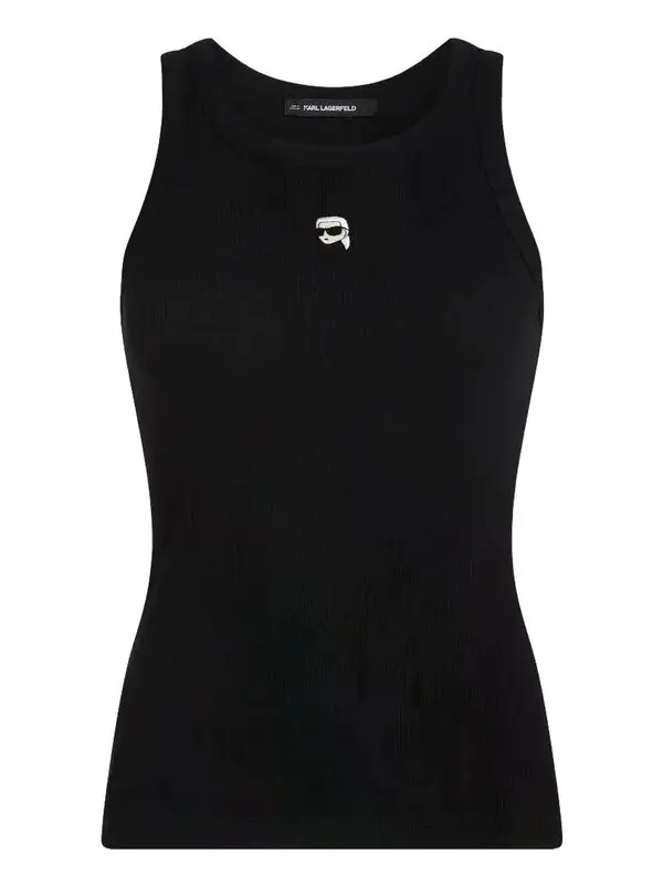 Karl Lagerfeld Ikon Ribbed Tank Top - Black