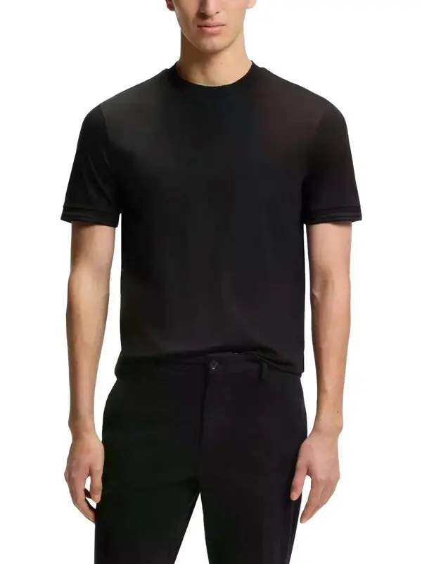 BOSS Contrast-tipping Slim-fit T-shirt In Mercerised Cotton - Black