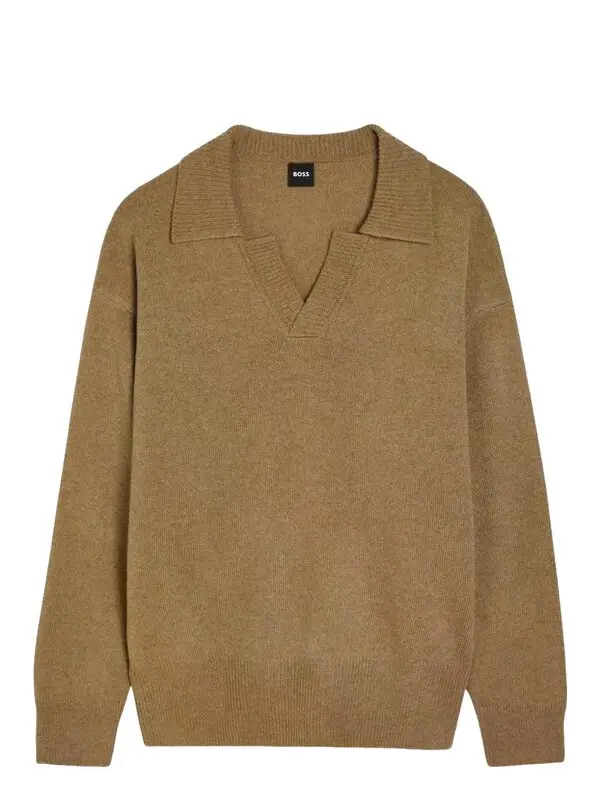 BOSS V-neck Wool Sweater - Neutrals
