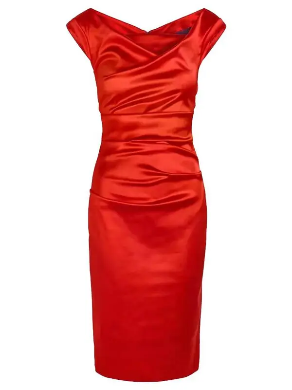 Talbot Runhof Draped Midi Dress - Red