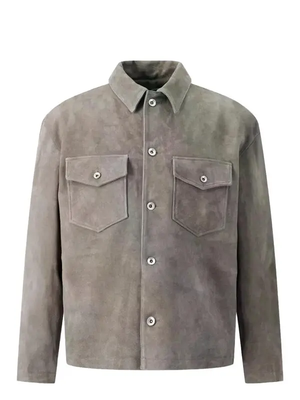 COOR Two-tone Button Suede Shirt Jacket - Grey