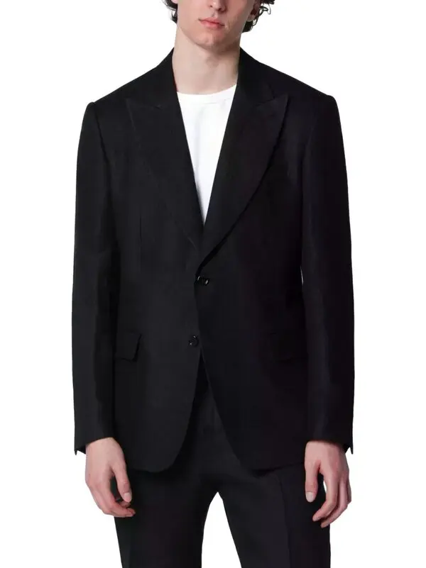 LARDINI Single-breasted Linen Blazer - Black