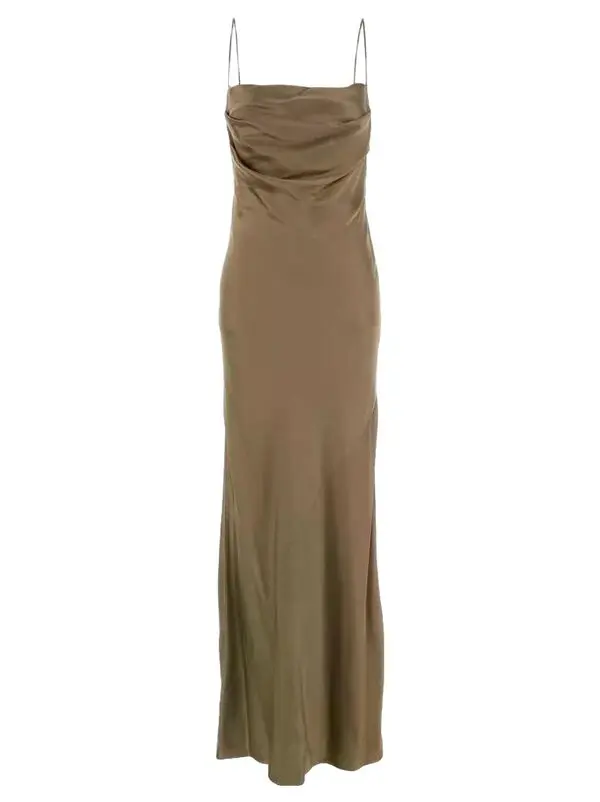 Saint Laurent Satin Long Dress - Brown