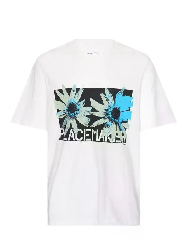 PEACEMAKER OAMC Flower-print Regular Cotton T-shirt - White