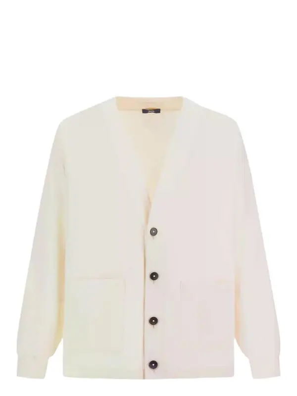 Herno Boxy V-neck Cotton Cardigan - Neutrals