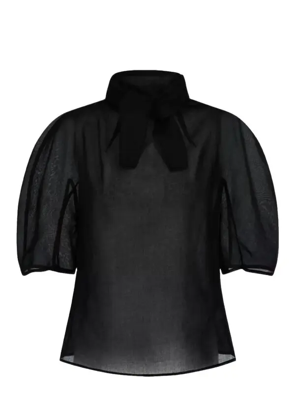 AMOMENTO Knotted Collar Top - Black