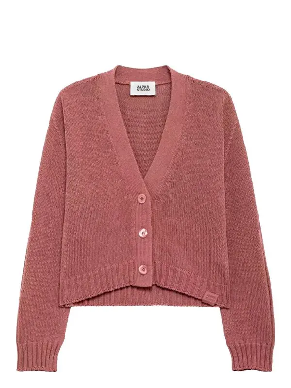 Alpha Studio V-neck Button Cardigan - Pink