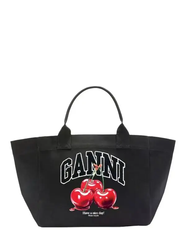 GANNI Xxl Cherry Logo Tote - Black