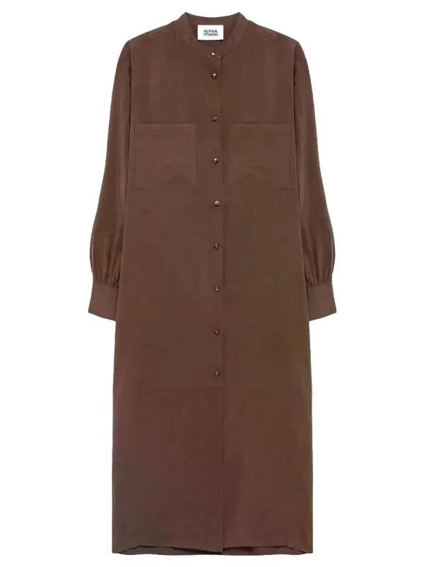 Alpha Studio Pocket Buttoned Shirt Dress - Brown