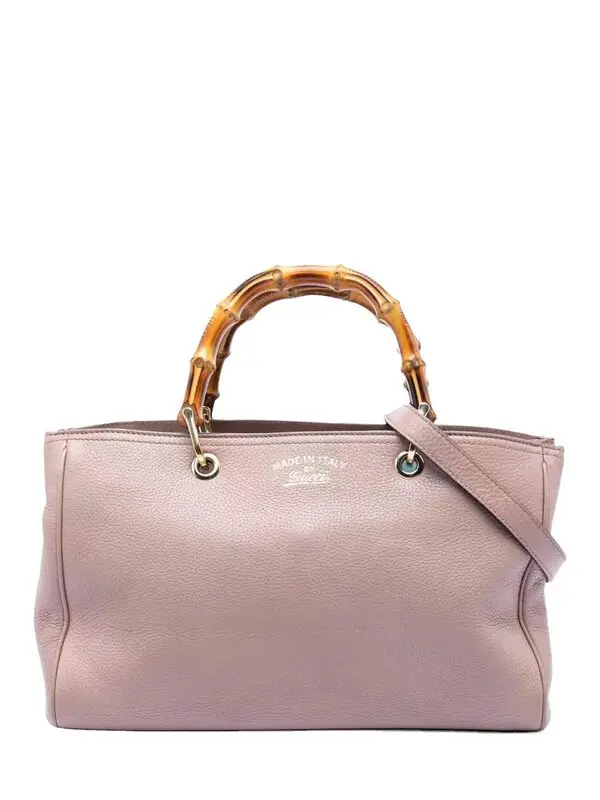 Gucci Medium Calfskin Bamboo Shopper Satchel - Pink