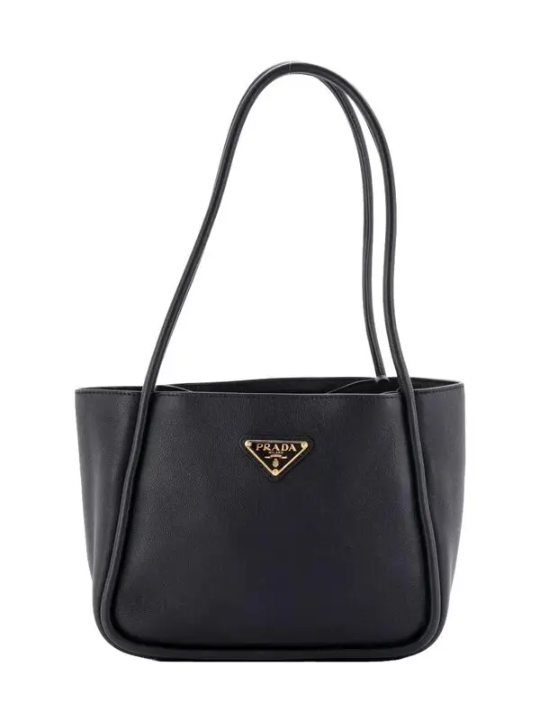 Prada Soft Grain Leather Mini Tote Bag - Black