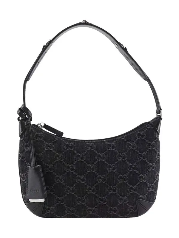 Gucci Gg Denim Horsebit Hobo Bag - Black
