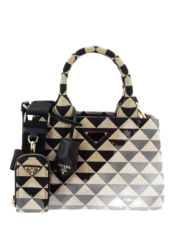 Prada Symbole Jacquard Small Tote Bag - Neutrals