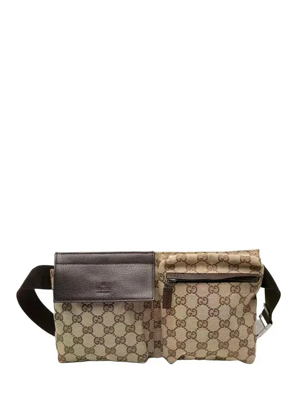 Gucci Gg Canvas Double Pocket Belt Bag - Brown