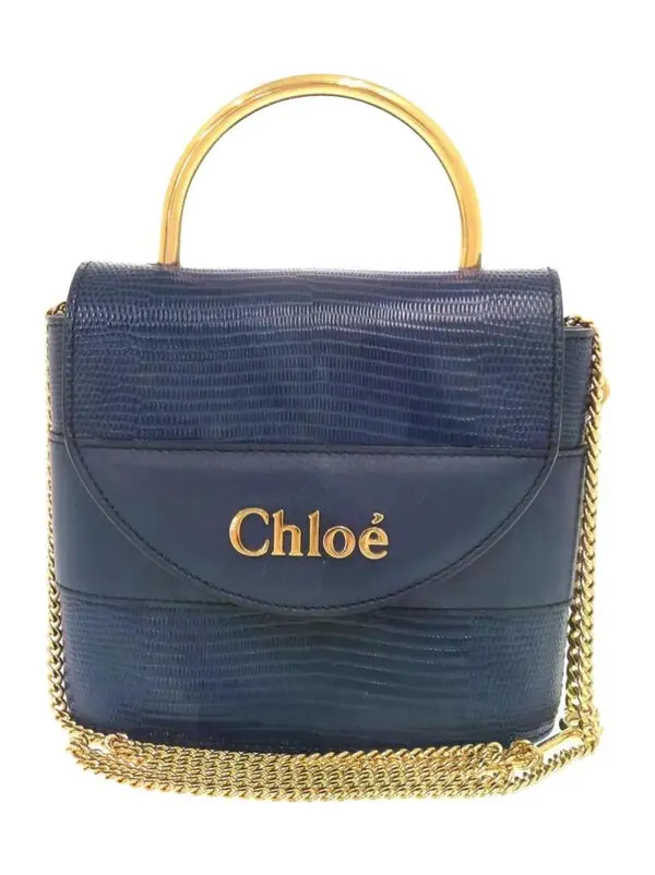 Chloé 2019-2026 Lizard Embossed Leather Aby Lock Satchel - Blue