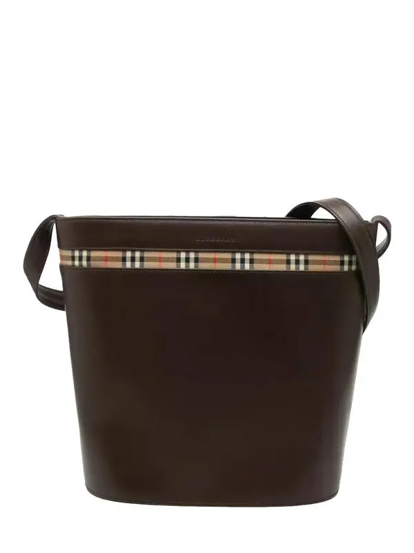 Burberry House Check Trimmed Leather Crossbody Bag - Brown