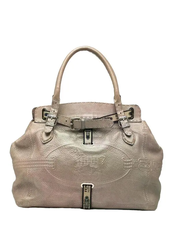 Fendi 2000-2010 Large Leather Selleria Villa Borghese Tote Bag - Gold