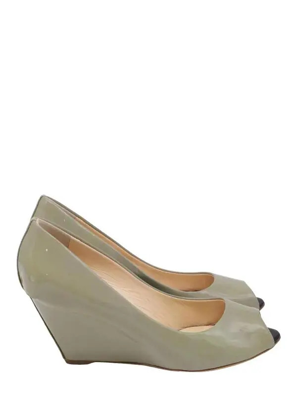 GIUSEPPE ZANOTTI Peep-toe Wedge Pumps - Green