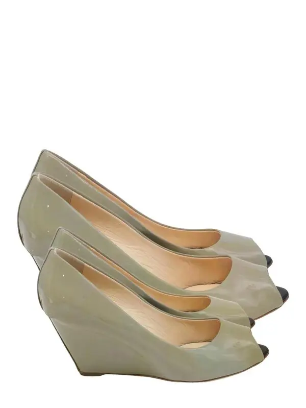 GIUSEPPE ZANOTTI Peep-toe Wedge Pumps - Green