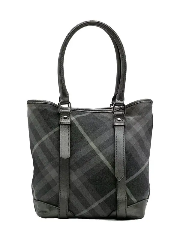 Burberry Shimmer Check Canvas Tote Bag - Grey