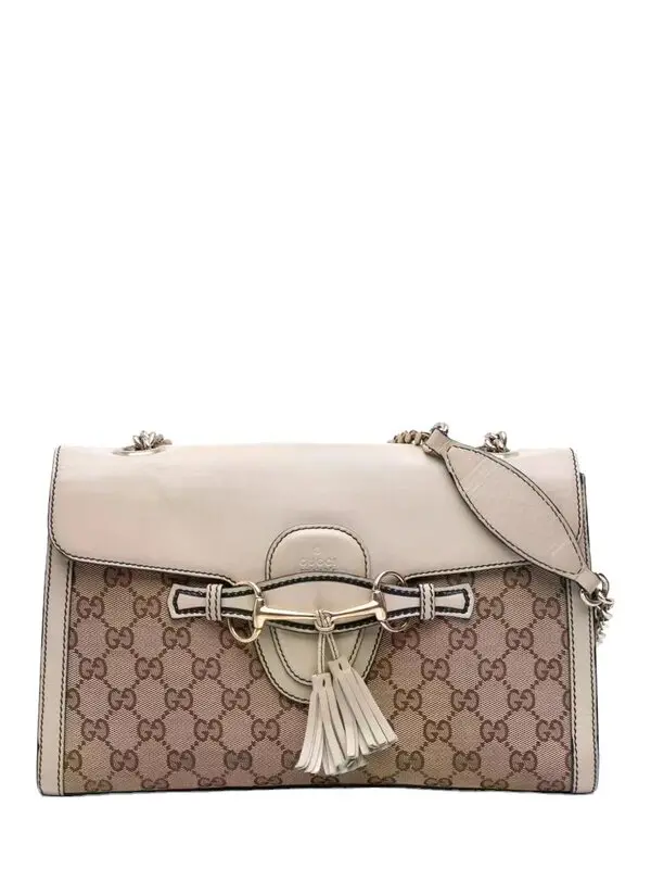 Gucci Medium Gg Canvas Emily Shoulder Bag - White