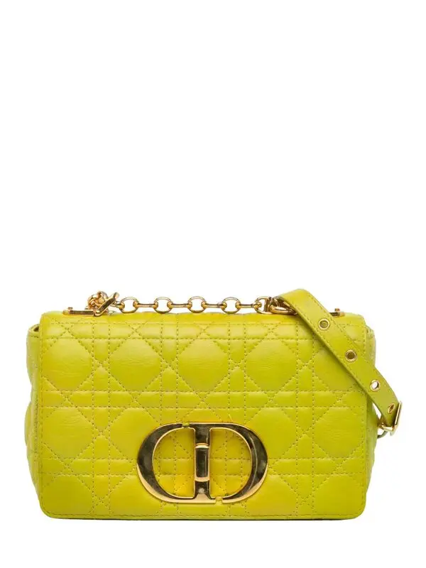 Dior 2021 Calfskin Cannage Caro Bag - Yellow