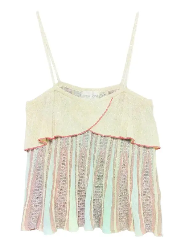 FORTE_FORTE Striped Ruffled Top - Neutrals