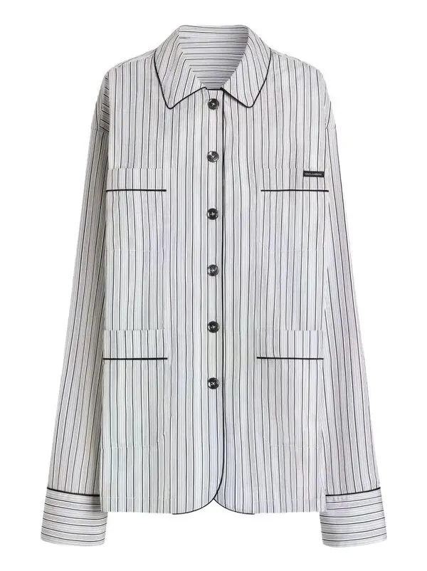 Dolce & Gabbana Striped Poplin Shirt - White